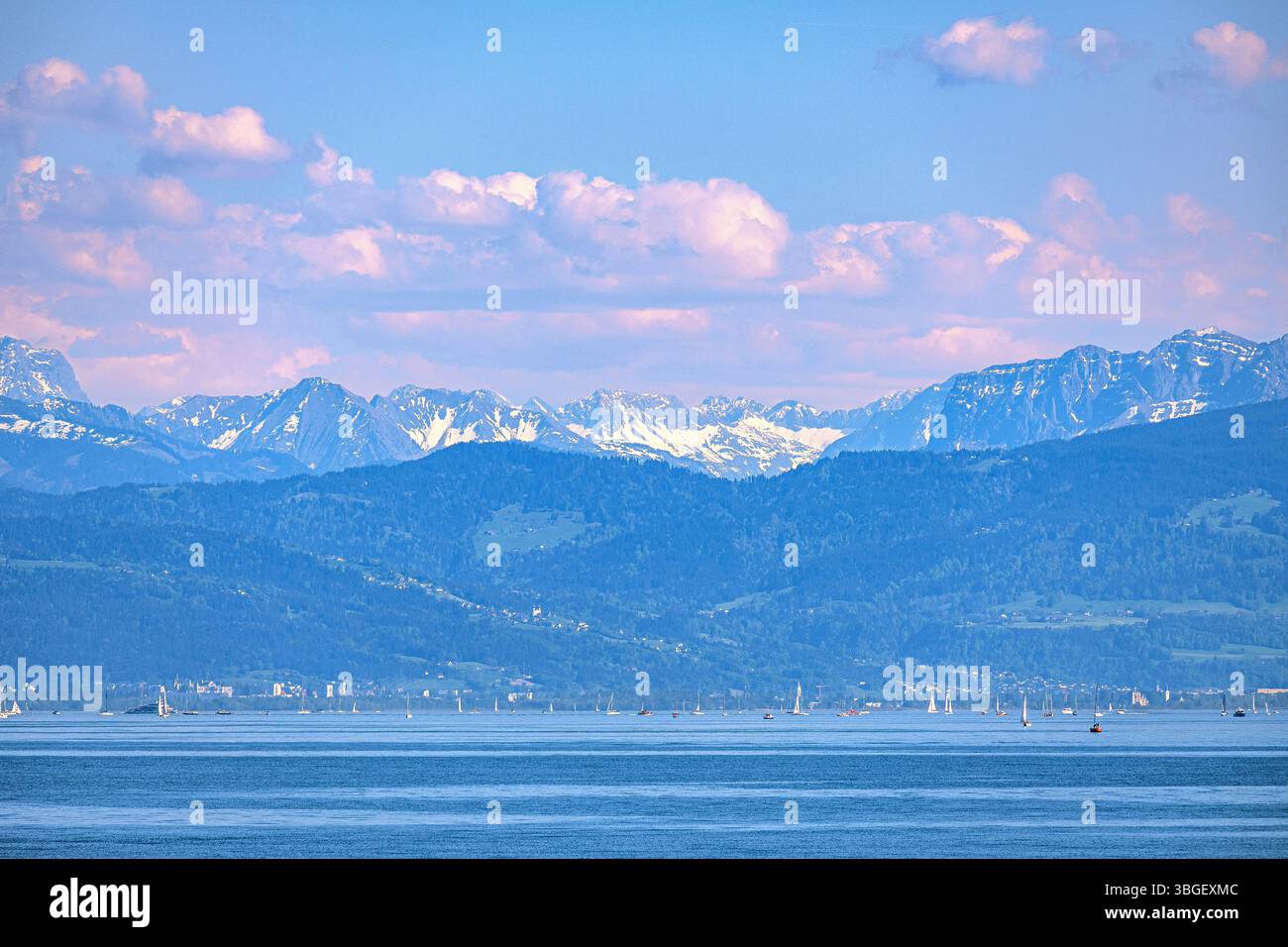 Lake Constance : Sailing on Lake Constance with Alpine Views Stock ...