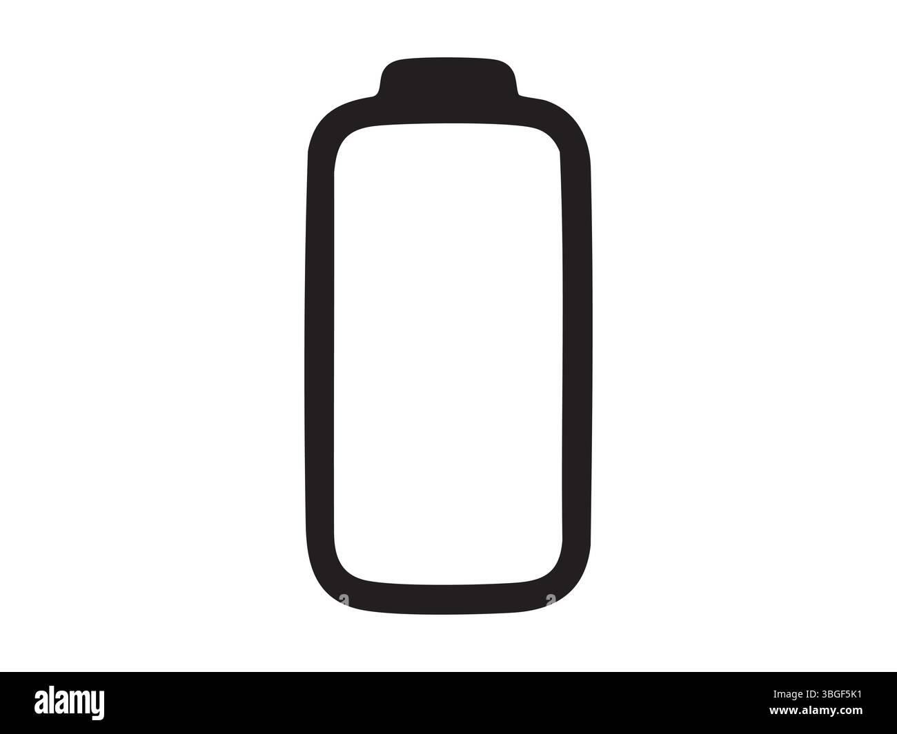 Black outline icon of fully empty battery isolated on white background ...