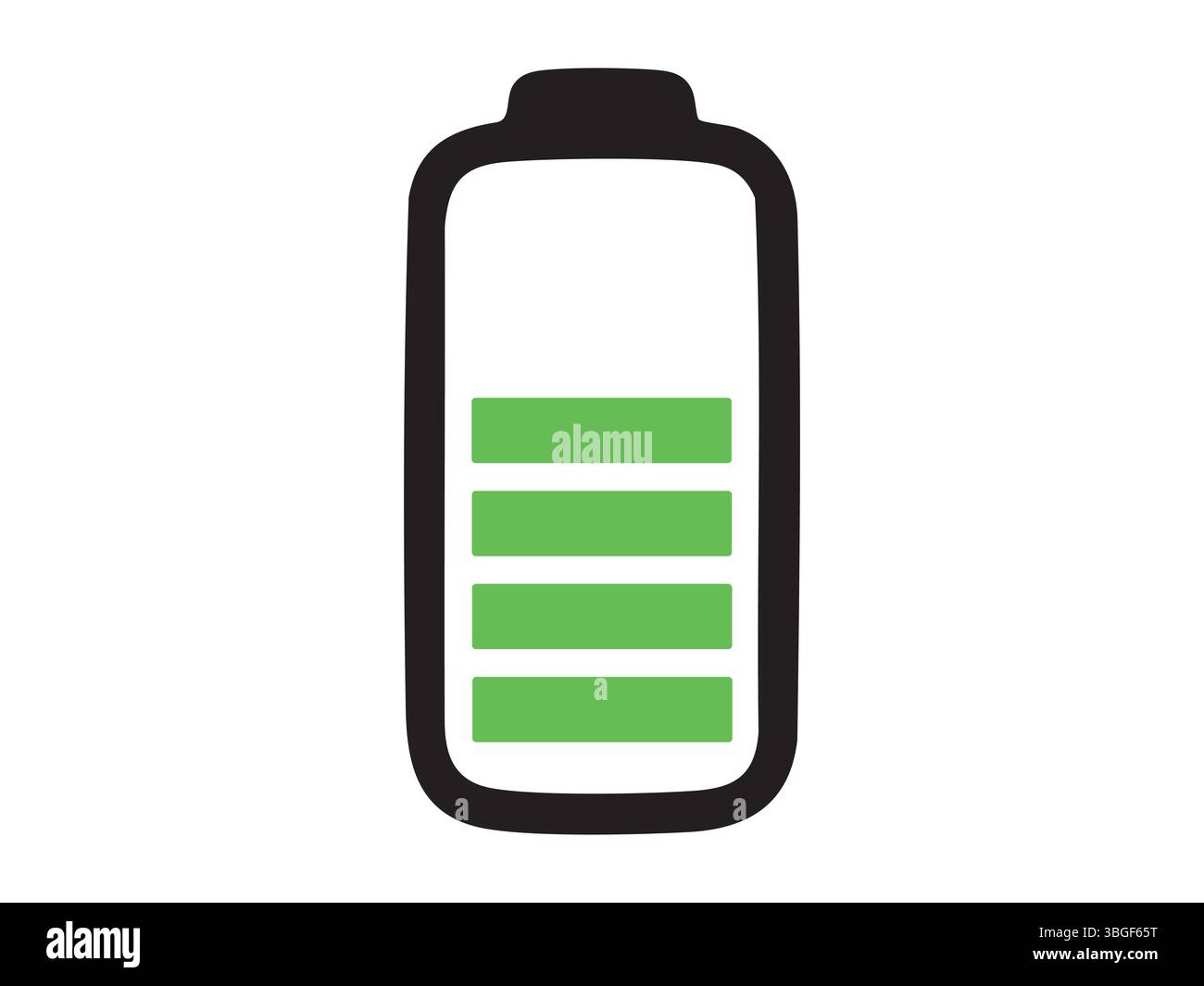 Black outline icon of half full battery with green bars isolated on ...