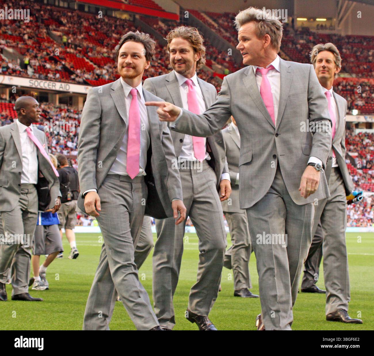 James McAvoy, Gerard Butler and Gordon Ramsay at Soccer Aid at the ...