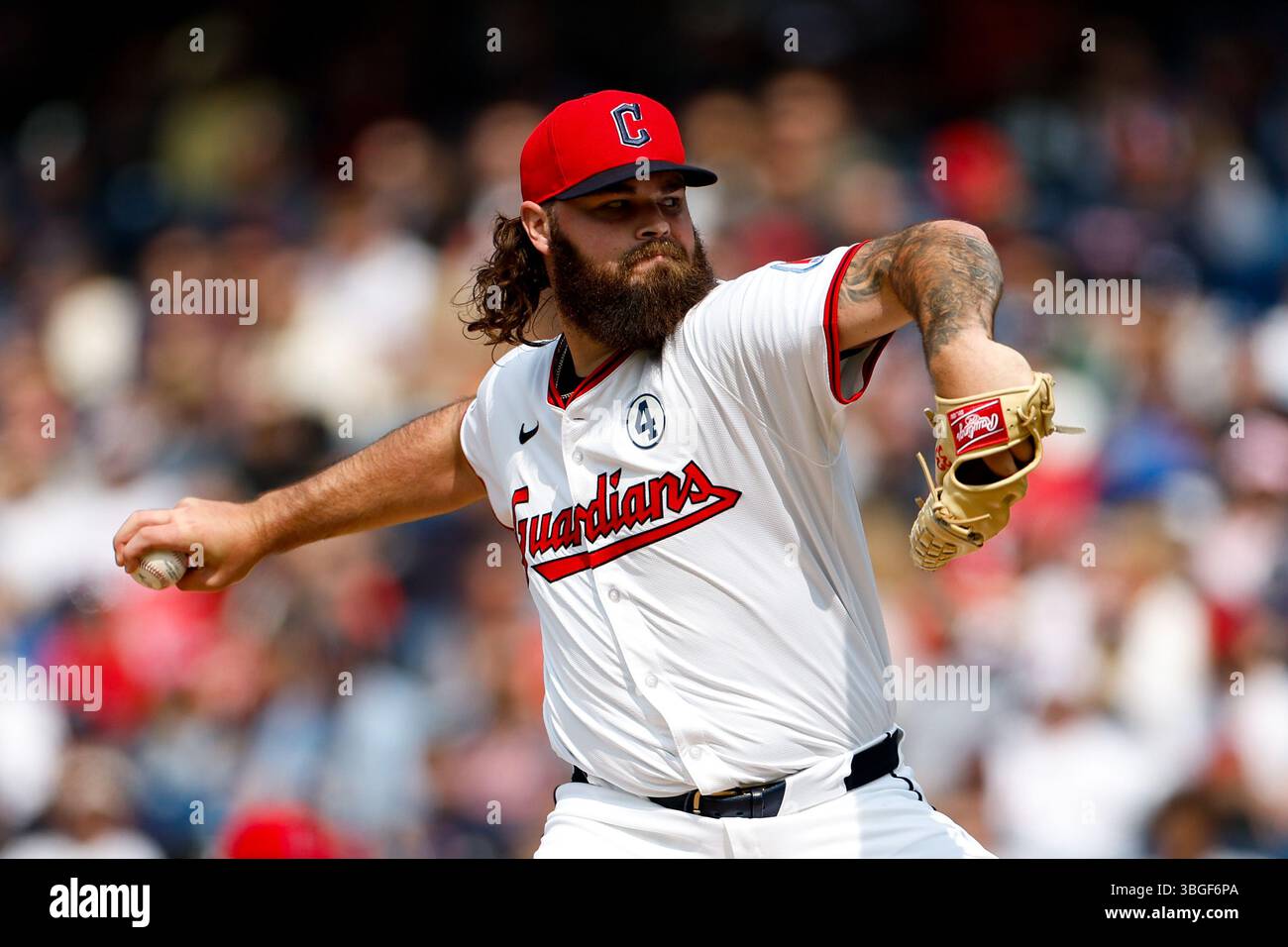 Cleveland, Ohio, USA. 1st June, 2025. Cleveland Guardians pitcher ...