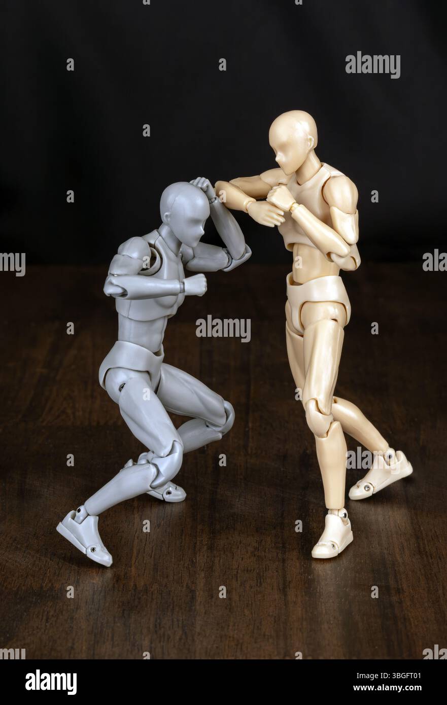 Attacker: Throws a left punch, then right body kick and elbow. Defender ...