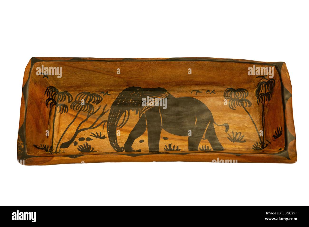 A traditional African hand-carved wooden salad dish with a painted ...