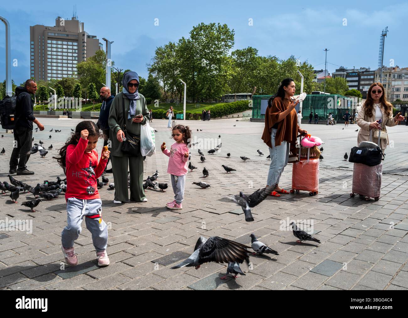 Sunday morning street scene in Taksim Square, Istanbul, Turkey Stock ...