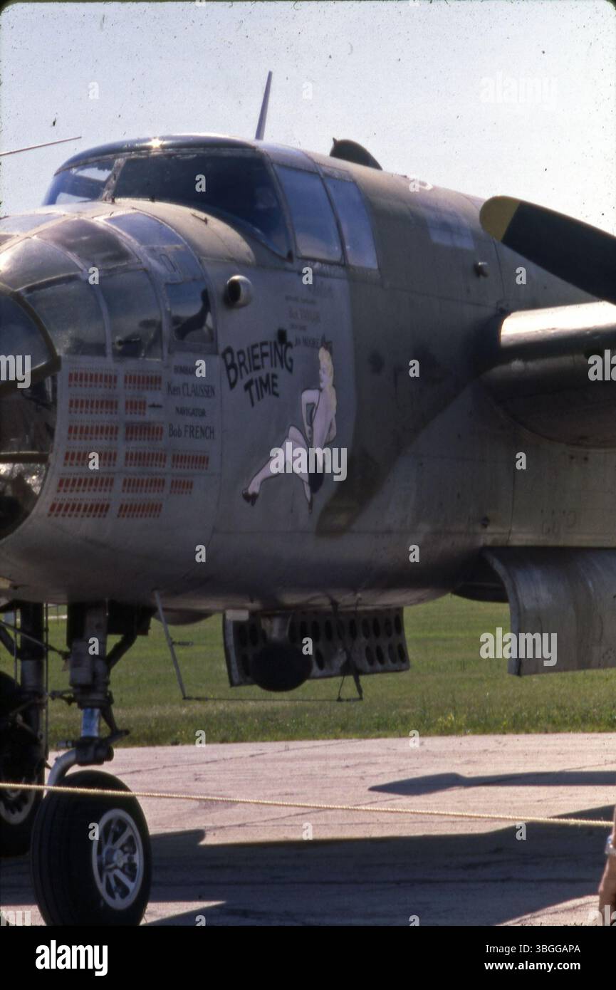 The North American B-25J 9D Mitchell bomber, named 'Briefing Time ...