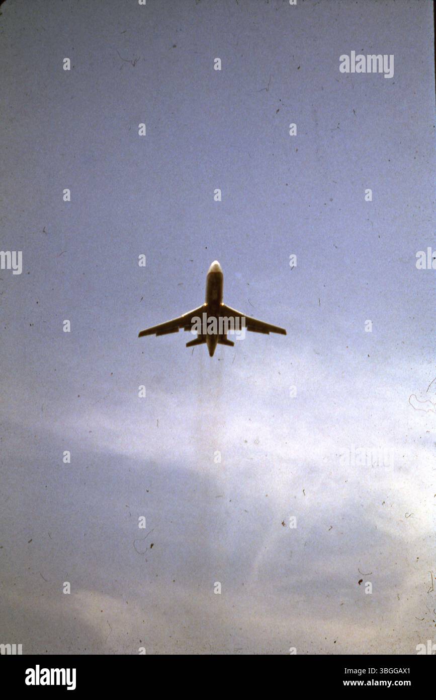 A view of an airplane taking off from an airport, capturing the moment ...