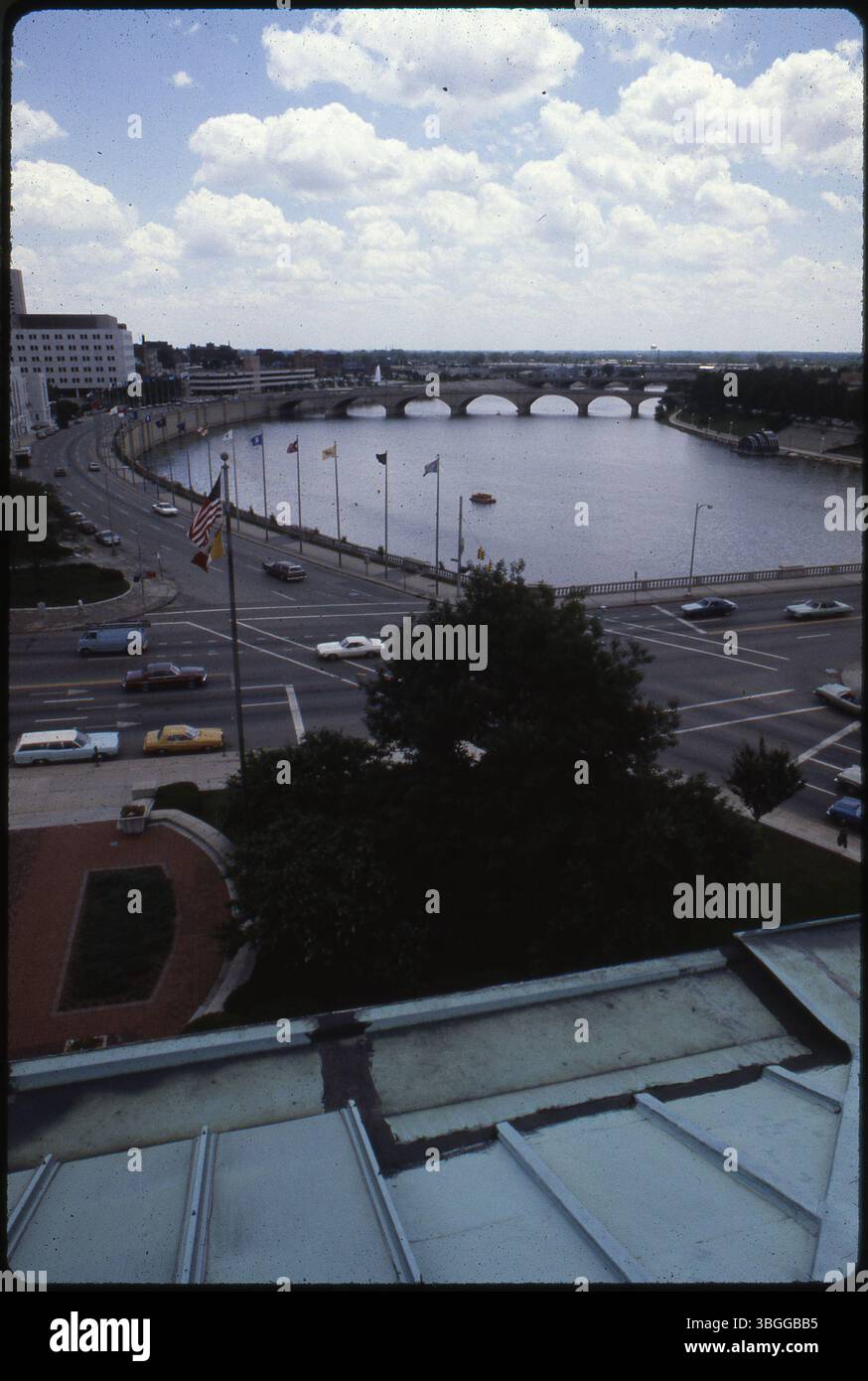 A view of the Avenue of the Flags in Columbus, seen from City Hall ...