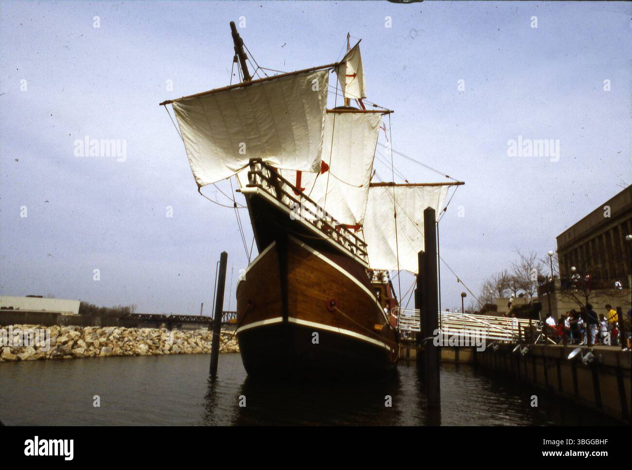 A front view of the Santa Maria Replica on the Scioto River by Battelle ...