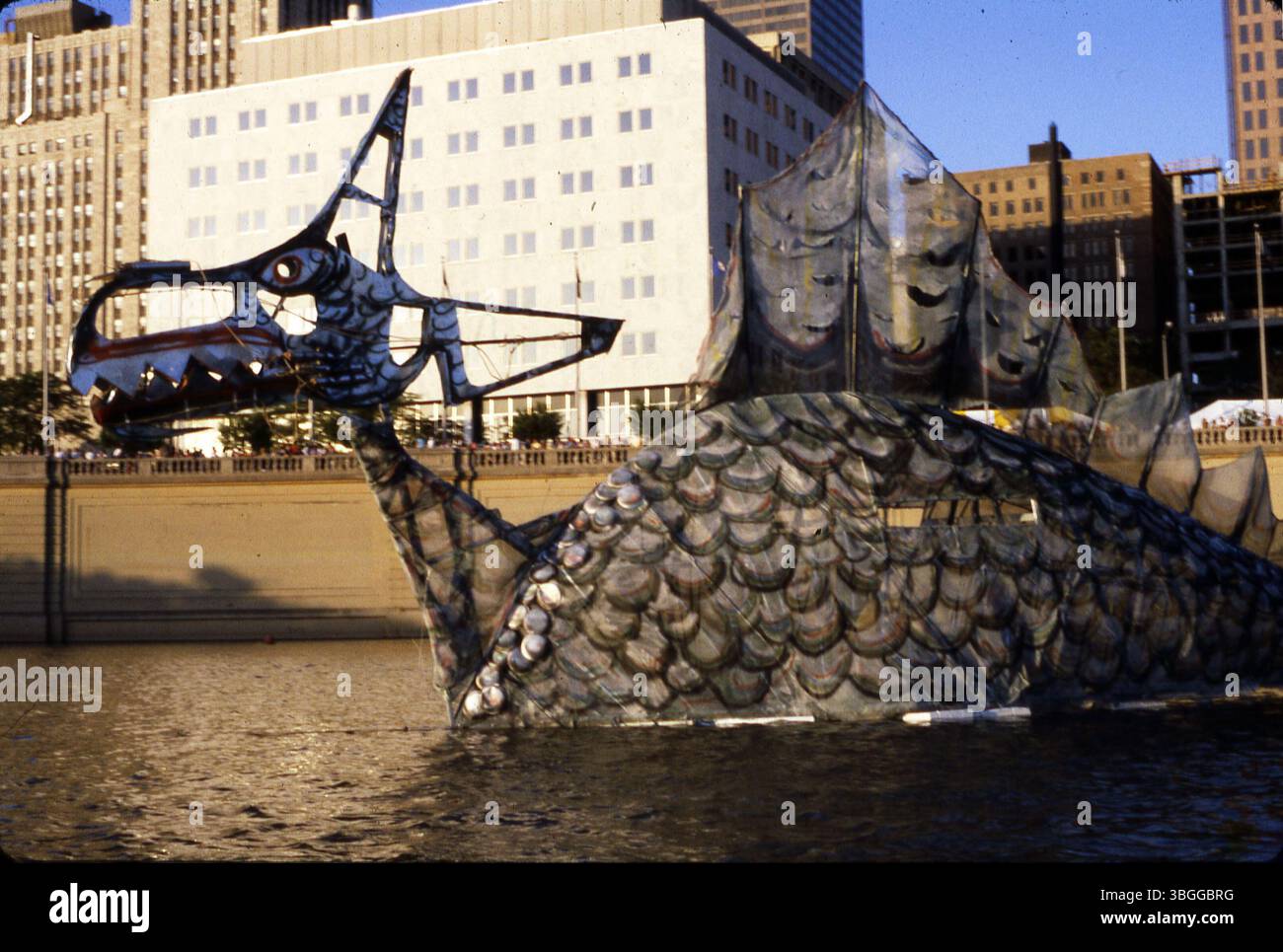 The fire-breathing dragon float, part of the grand finale at the 1984 ...