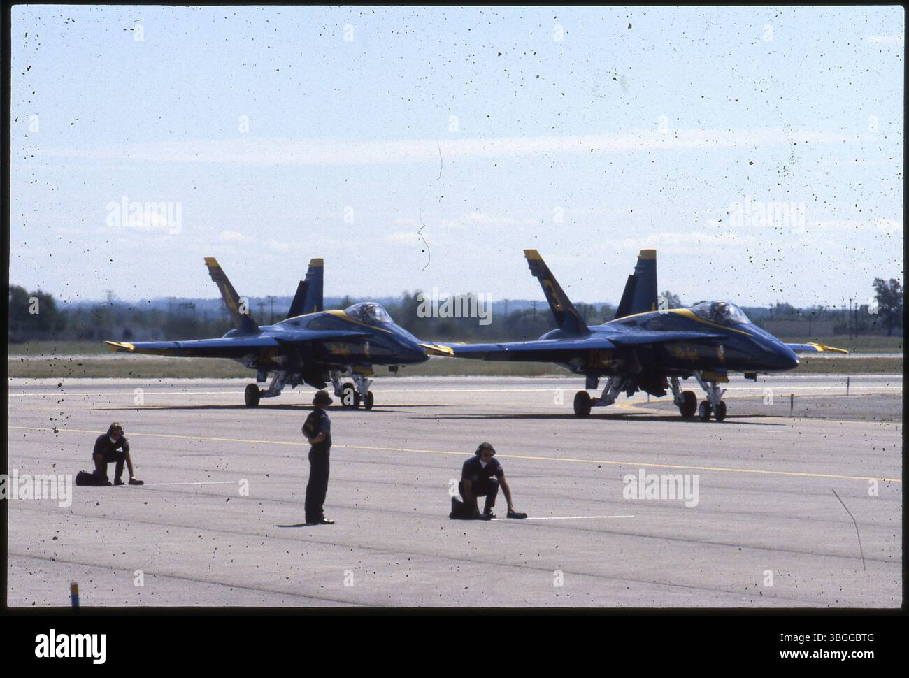 Two Blue Angels Douglas A-4 Skyhawk aircraft at an air show held at ...