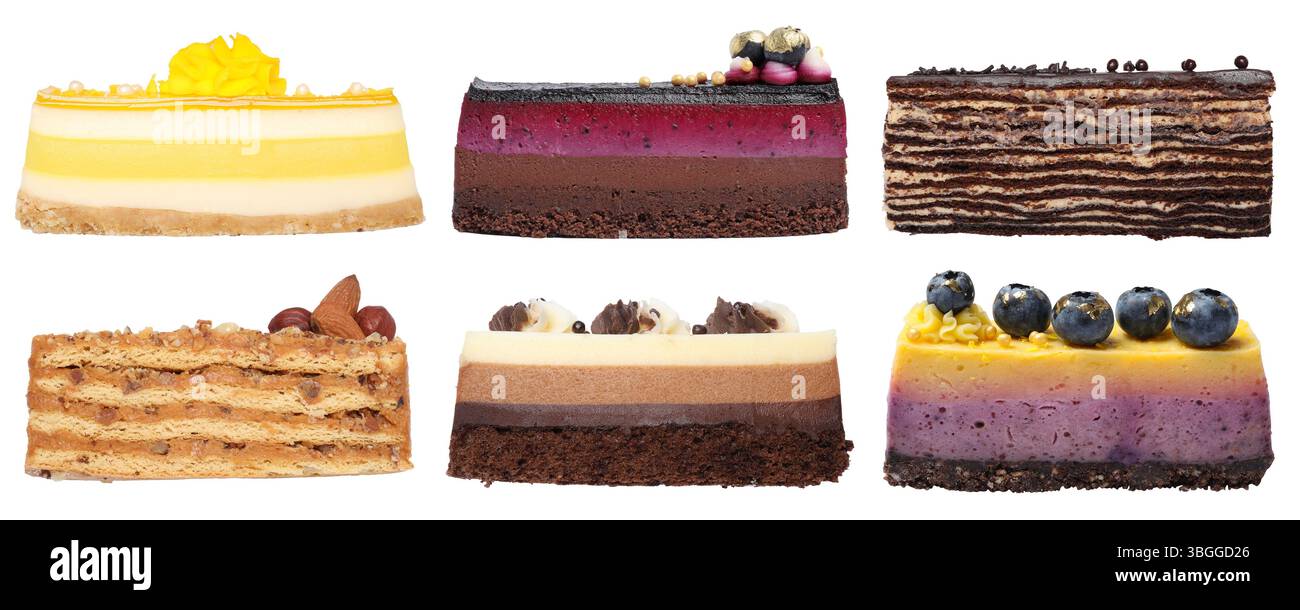 Different tasty cakes isolated on white, set Stock Photo - Alamy