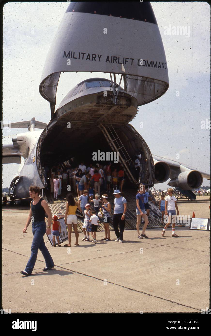 A Lockheed Martin C-5 Galaxy military transport aircraft with its nose ...