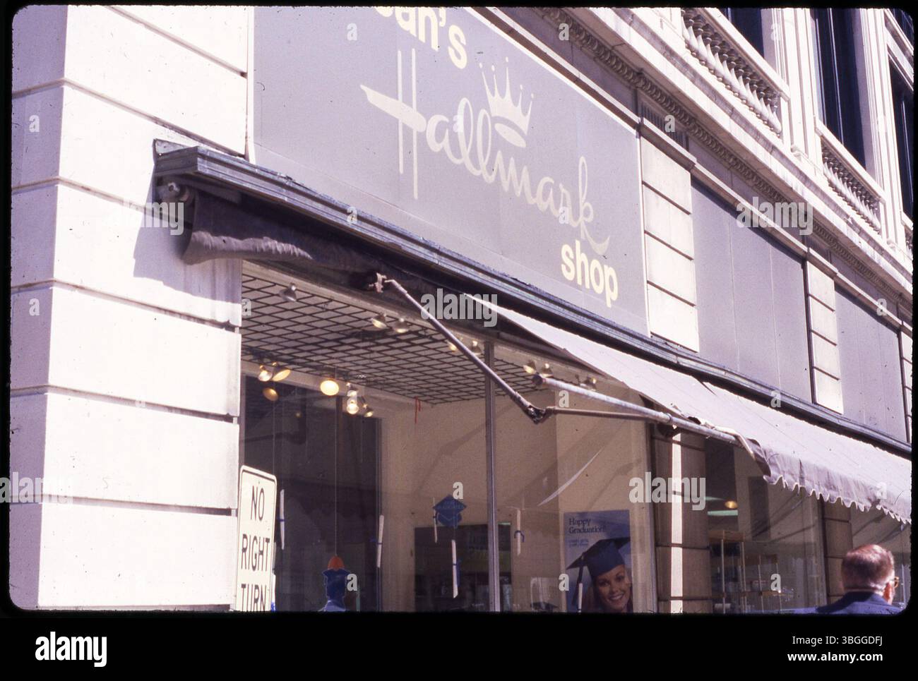 A photograph of the sign and awning at Susan's Hallmark Shop, located ...