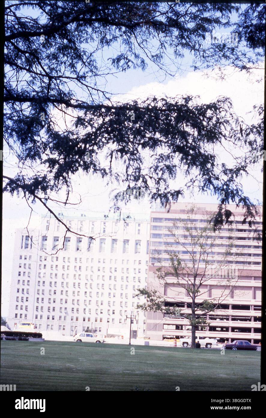 Photograph from 1986 showing buildings along Front Street in downtown ...