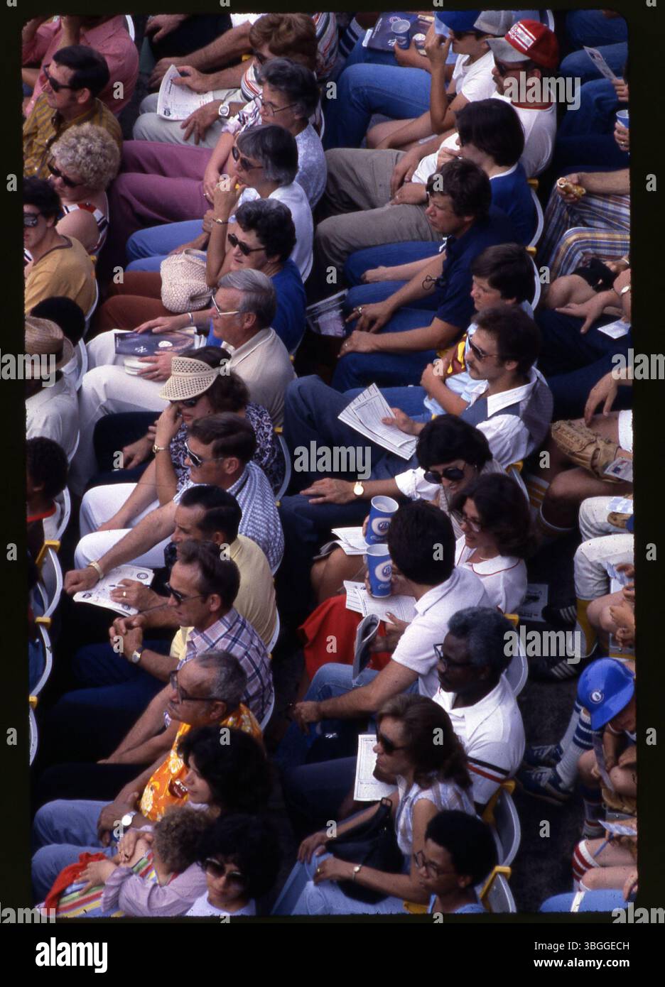 On August 19, 1984, fans gather in the grandstand of Cooper Stadium ...