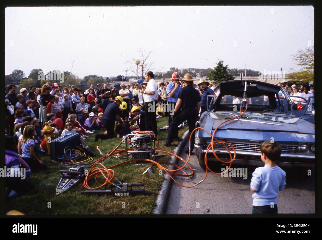 In June 1981, first responders demonstrate the use of the jaws of life ...