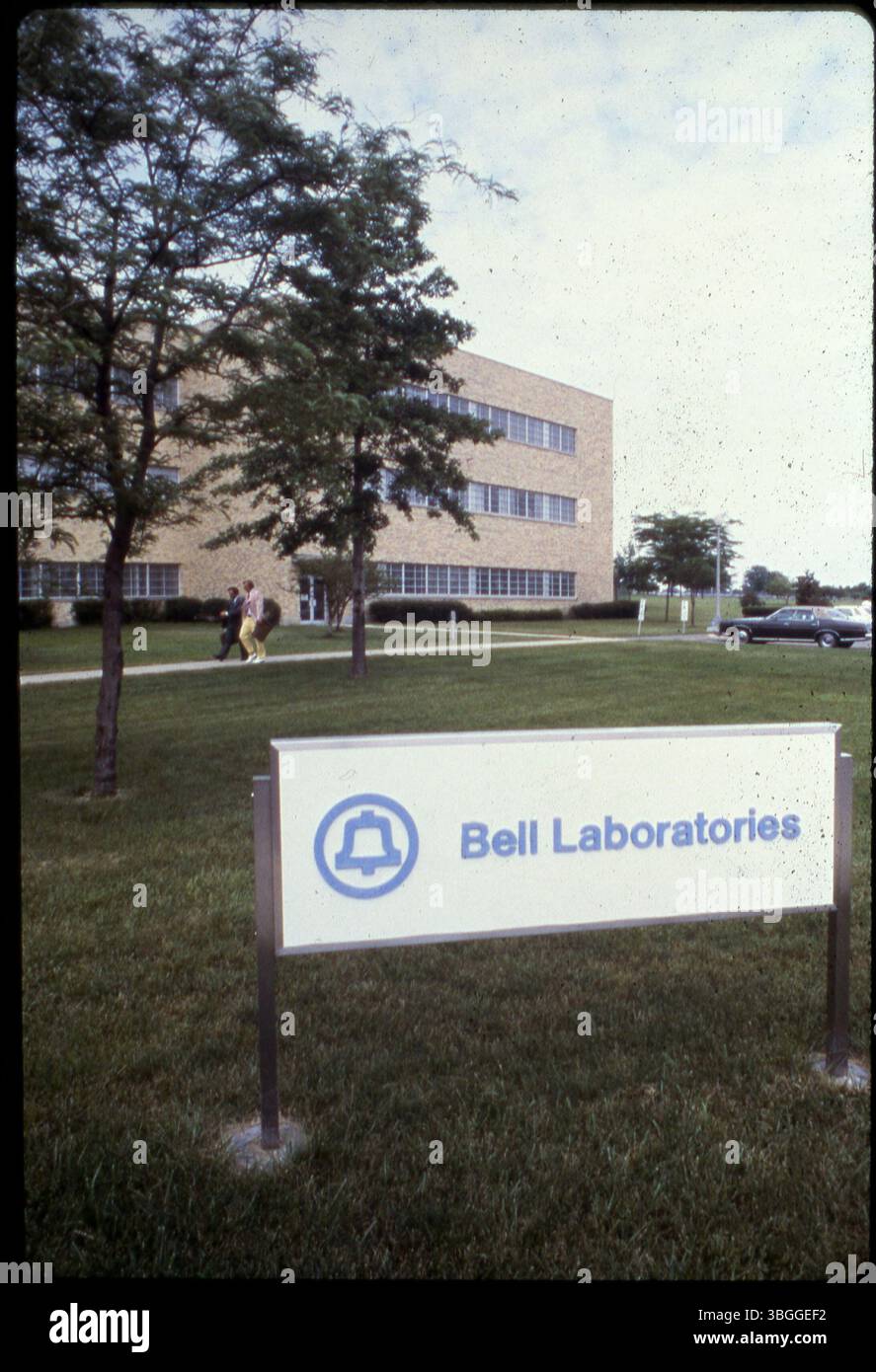A photograph of the Bell Laboratories sign outside its building at 6200 ...