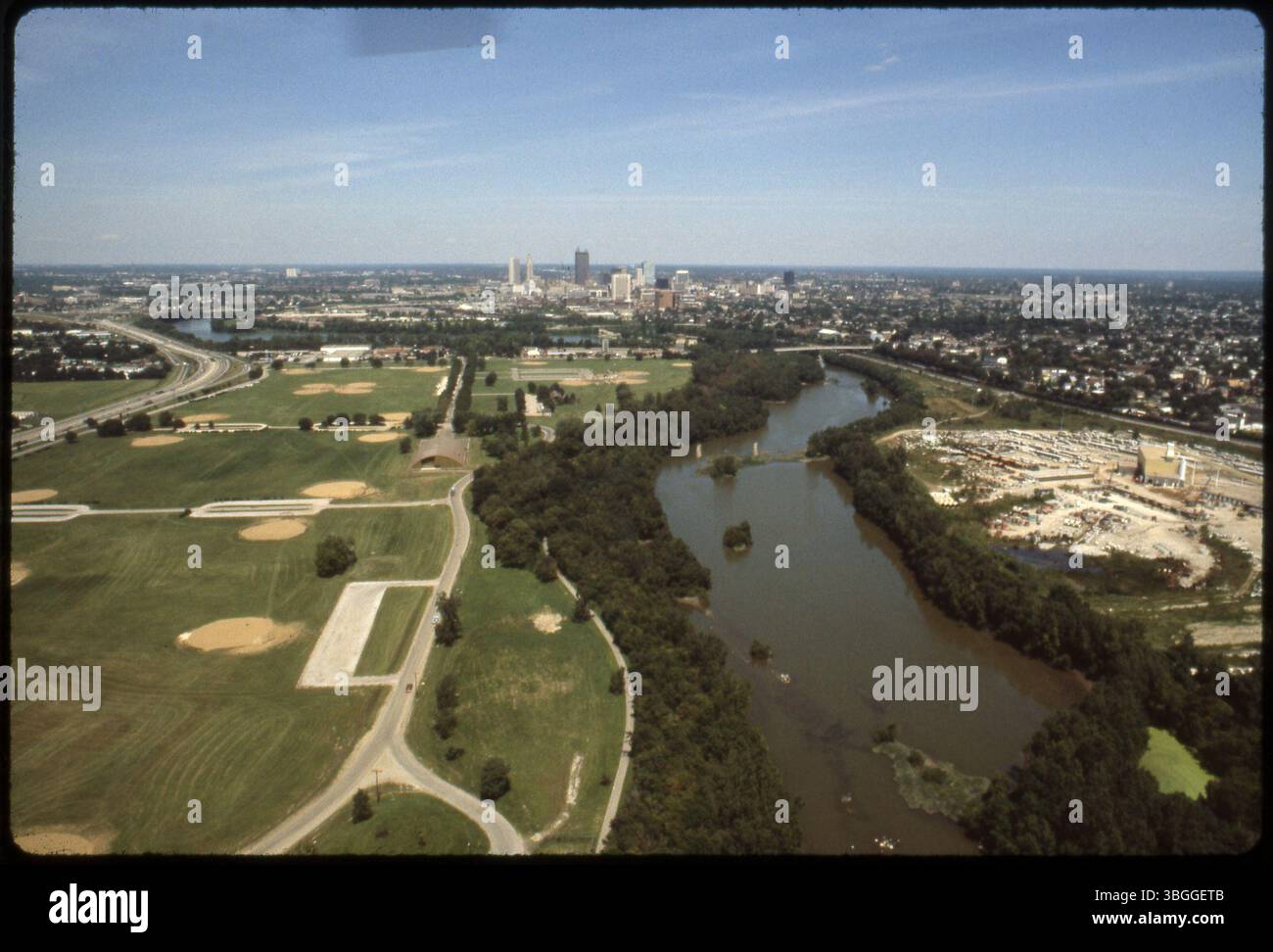 Aerial photograph of Lou Berliner Park, located beside the Scioto River ...
