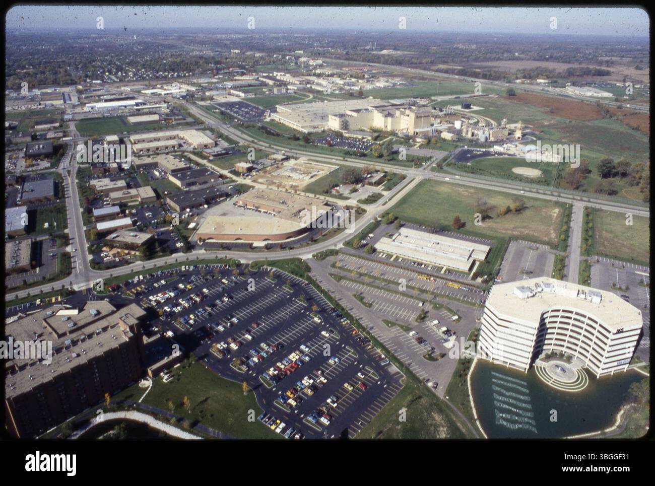 This aerial view from 1982 looks northwest over Schrock Road in ...