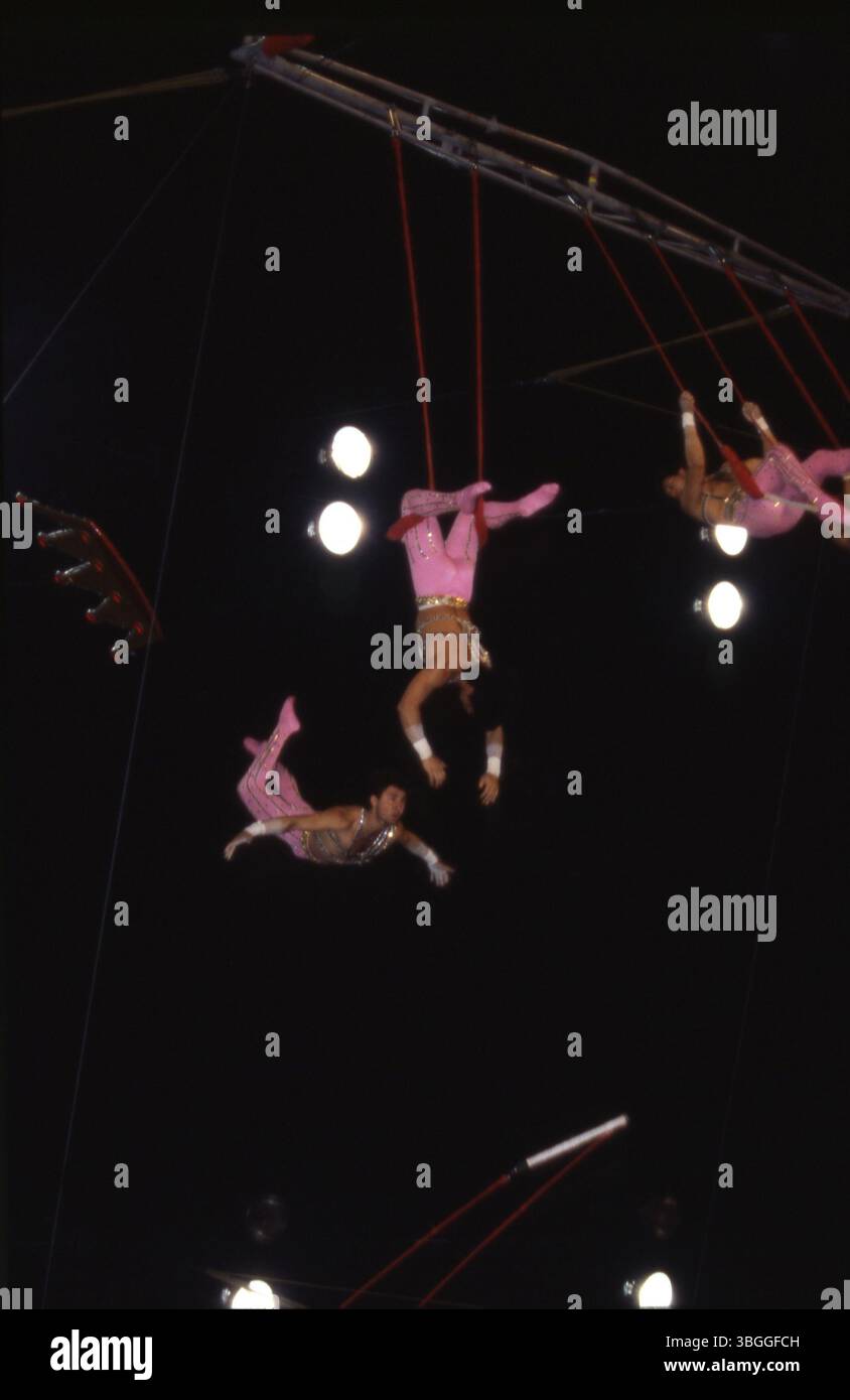 Three trapeze artists perform during the 29th annual Aladdin Shrine ...