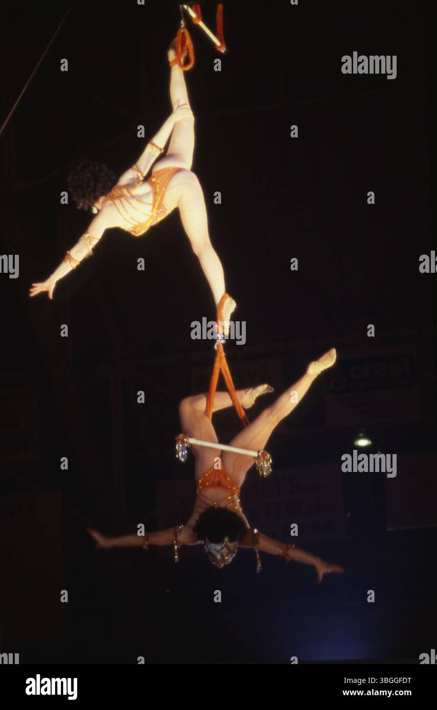 Photograph of two female trapeze artists at the 29th annual Aladdin ...