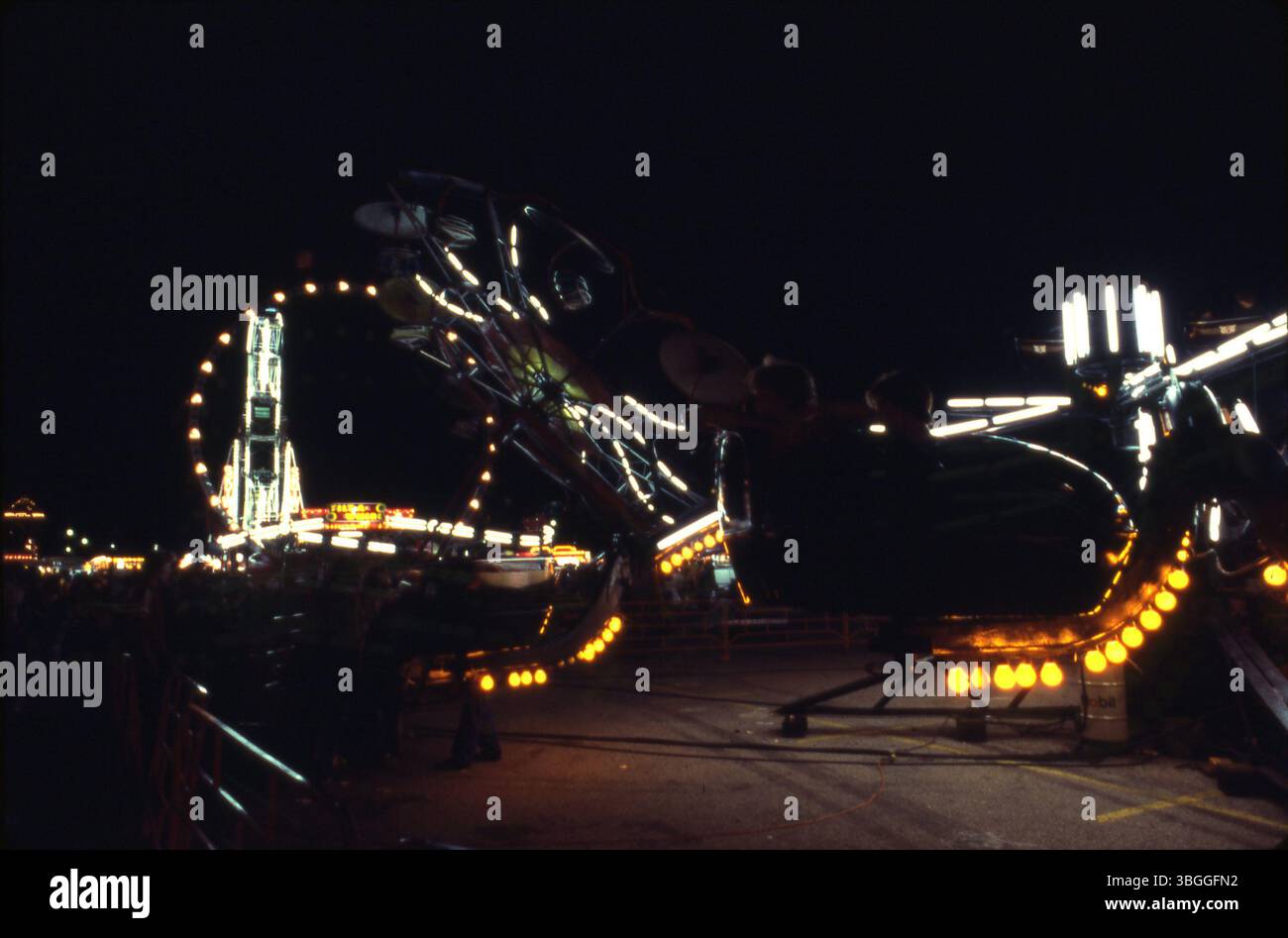 A view of the Octopus ride at night during the Ohio State Fair. The ...