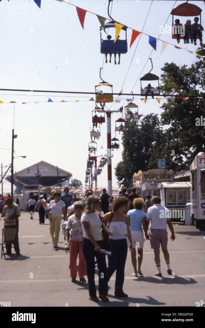 The Ohio State Fair Midway features visitors riding the Sky Glider ...