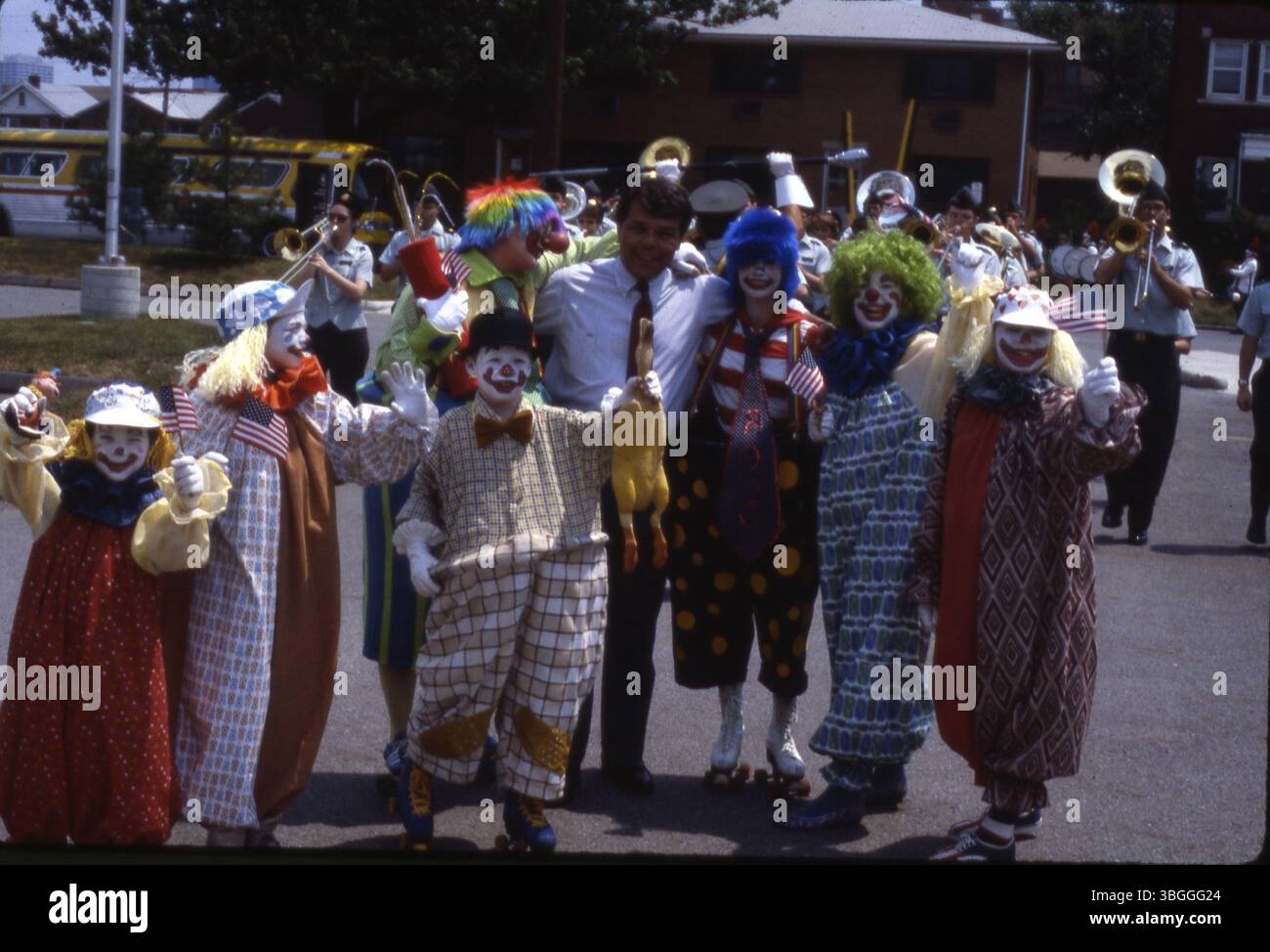 Dana 'Buck' Rinehart, former mayor of Columbus, is surrounded by clowns ...