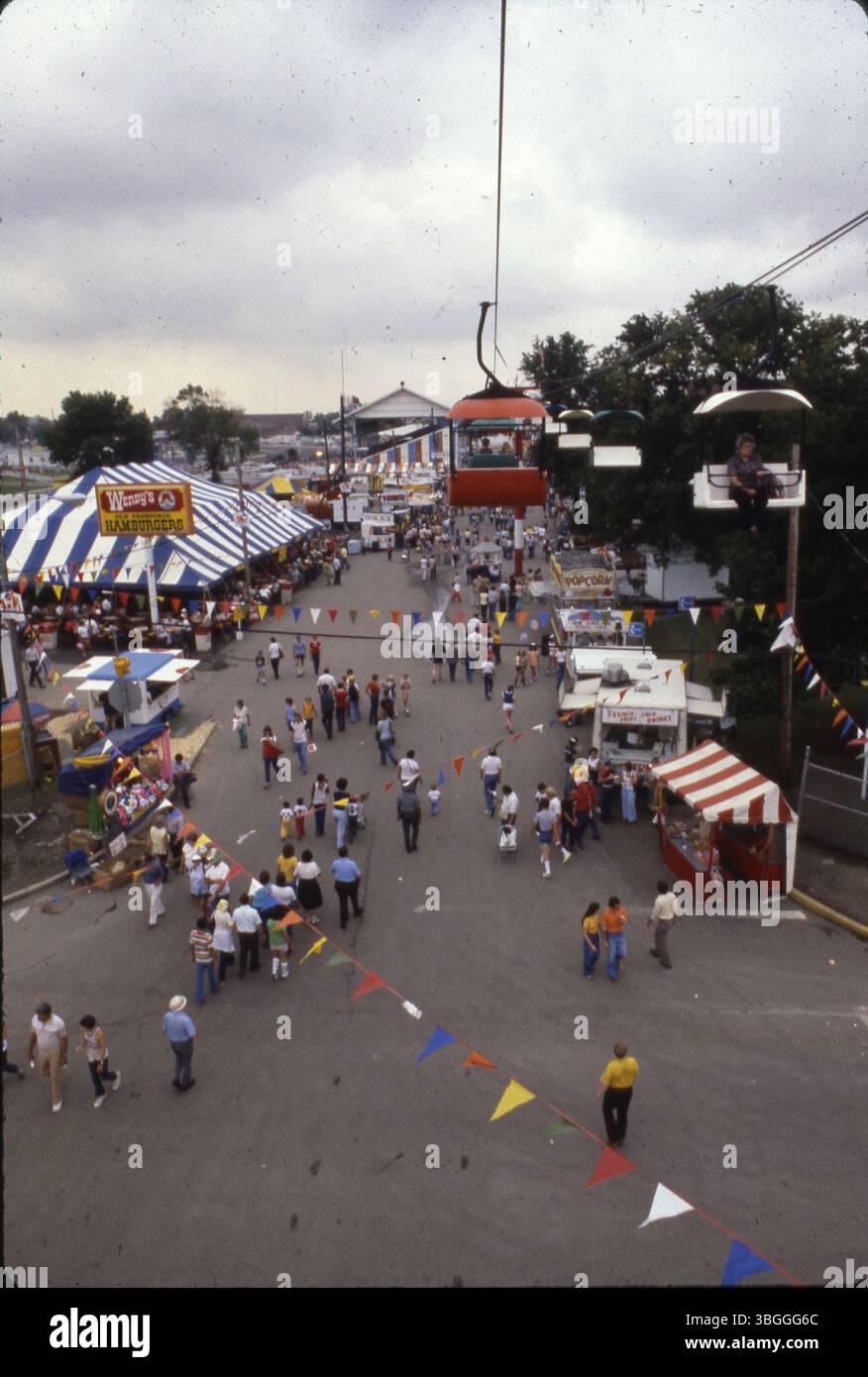 A view from the Sky Glider of the Midway at the 1979 Ohio State Fair ...