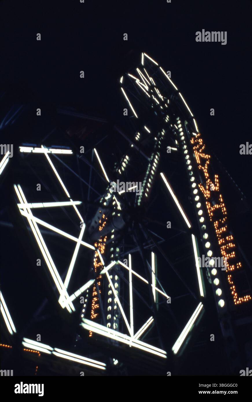 A view of the Sky Wheel ride at night at the Ohio State Fair. The ...