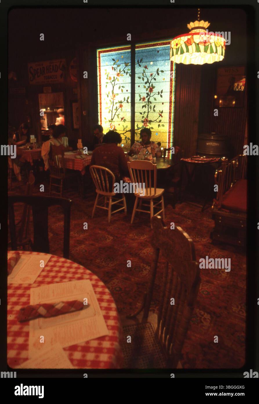 A view inside the Old Spaghetti Warehouse restaurant showing diners at ...