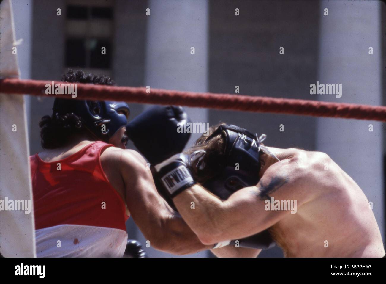 Boxers fight outdoor match in hi-res stock photography and images - Alamy