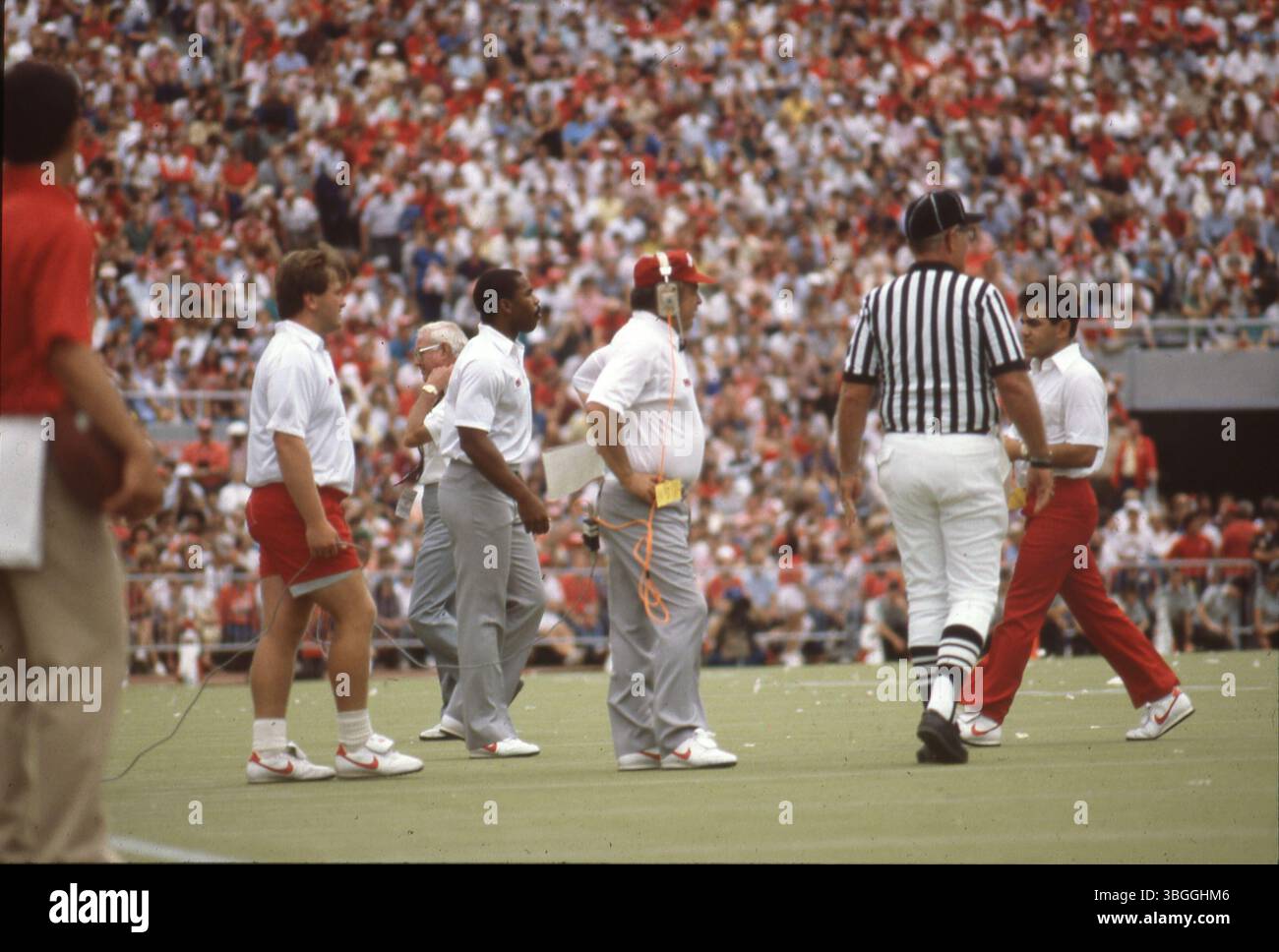 Coach Earle Bruce is shown on the sideline during an Ohio State ...