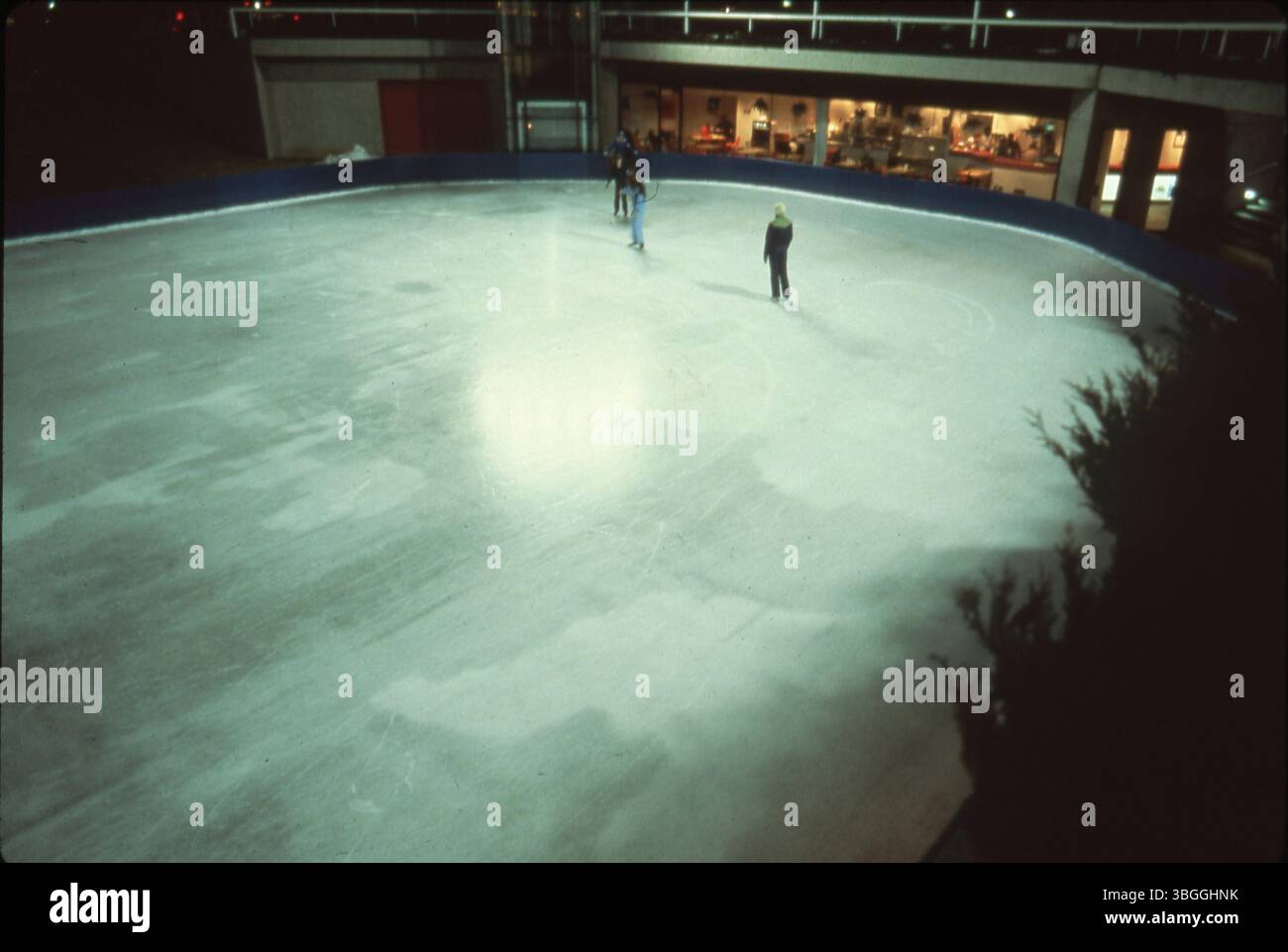 An interior view of the Centrum ice skating rink at night, showing four ...