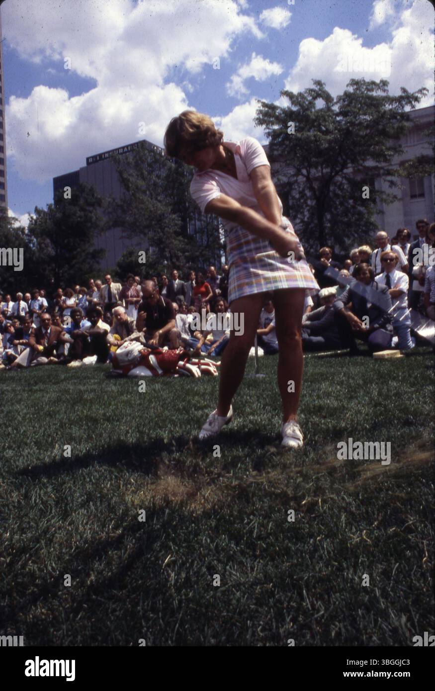 Professional golfer Sandra Post is seen during a golf clinic on the ...