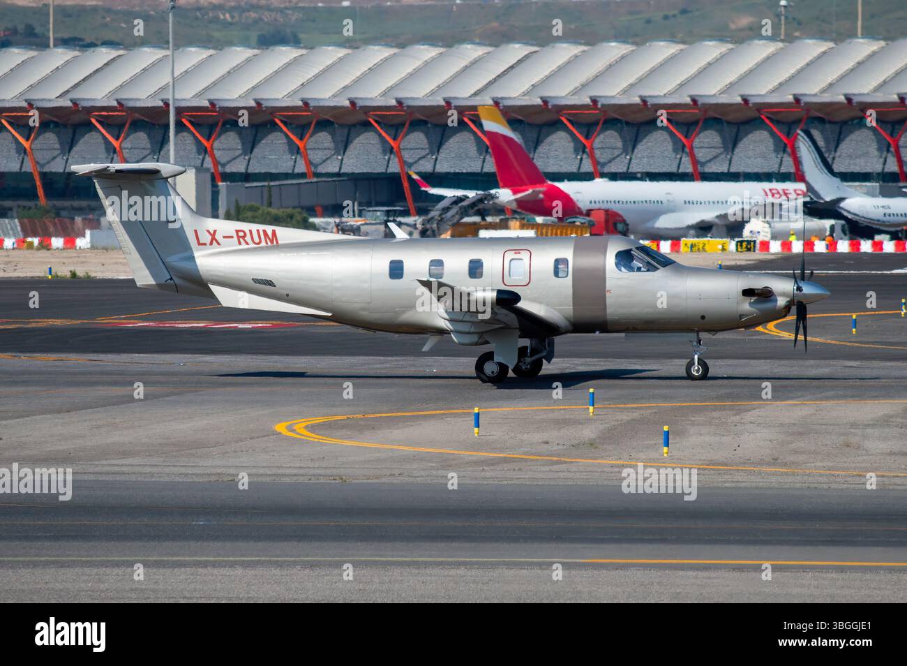 Pilatus PC-12 NGX single-engine turboprop aircraft of Jetfly Aviation ...