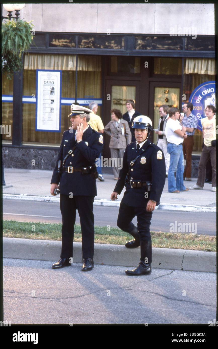 Two Columbus Police officers are seen in front of the Ohio Theatre on ...