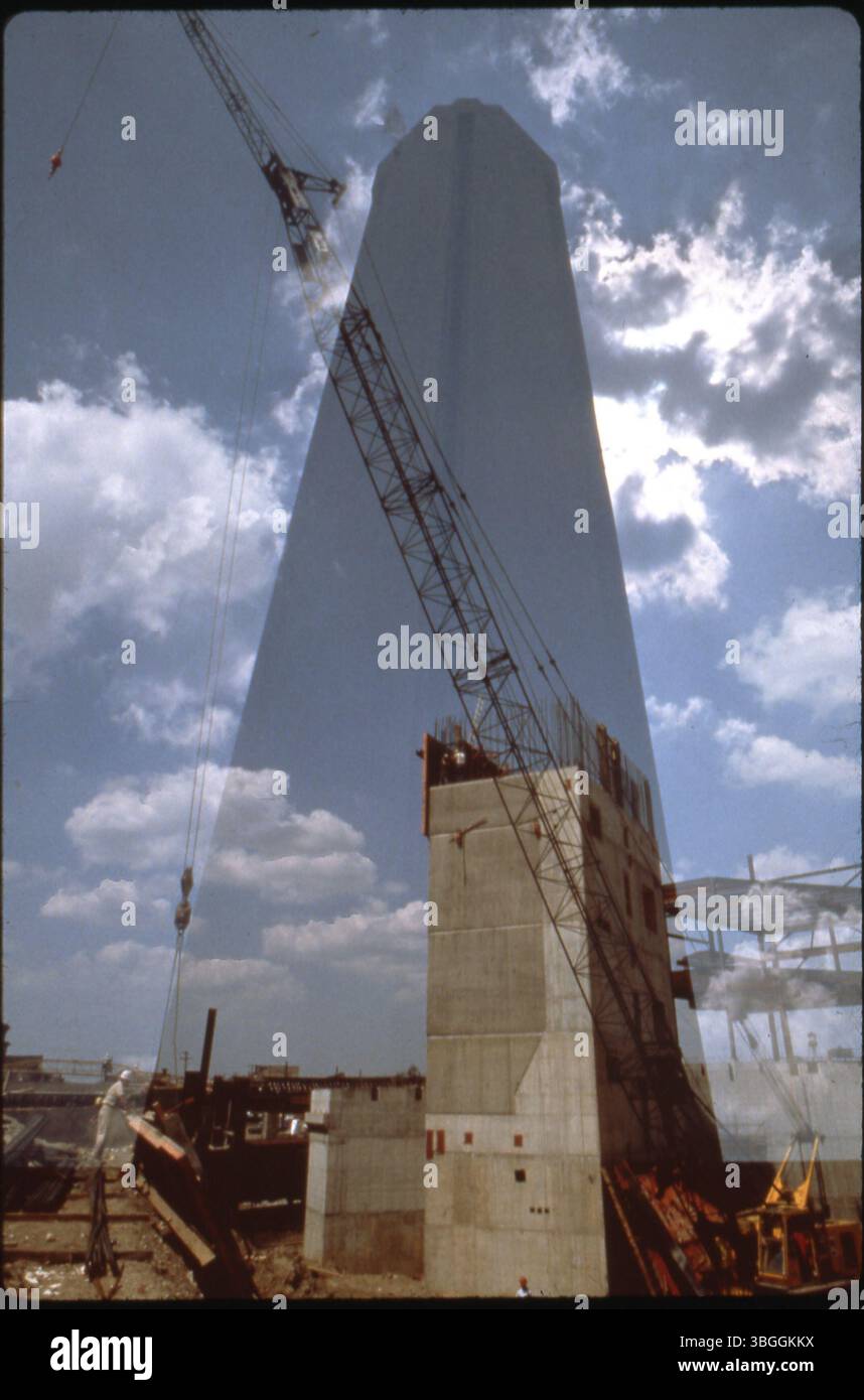 The Hyatt Regency is shown under construction in 1980. The image also ...