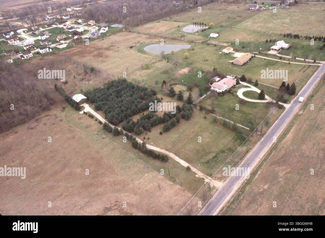 An aerial view of the Olde Sawmill neighborhood, showing Summit View ...