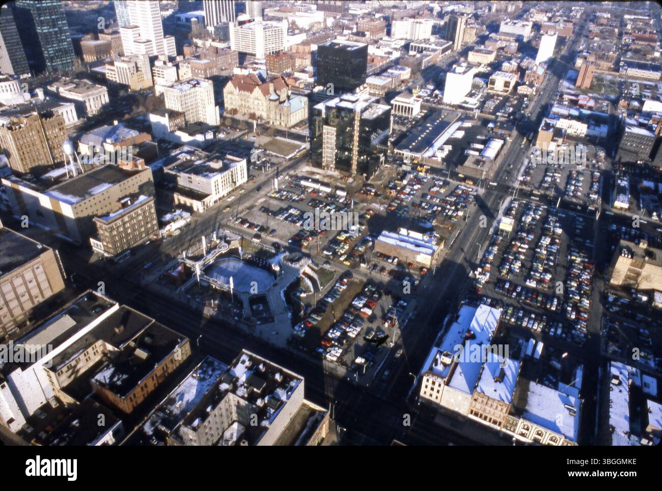 An aerial view of the Capitol South area in downtown Columbus, showing the ongoing redevelopment ...