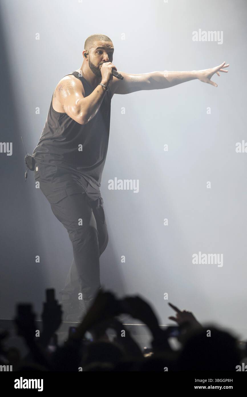 Rapper Drake (Aubrey Drake Graham) live in the Mercedes-Benz Arena in ...