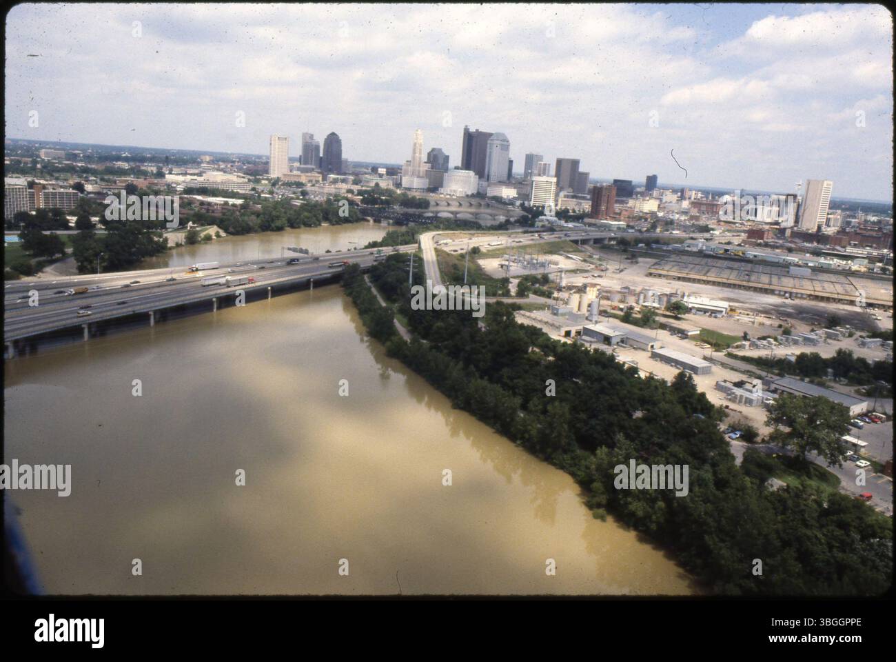 An aerial view from 1989 looking northeast of Downtown Columbus ...