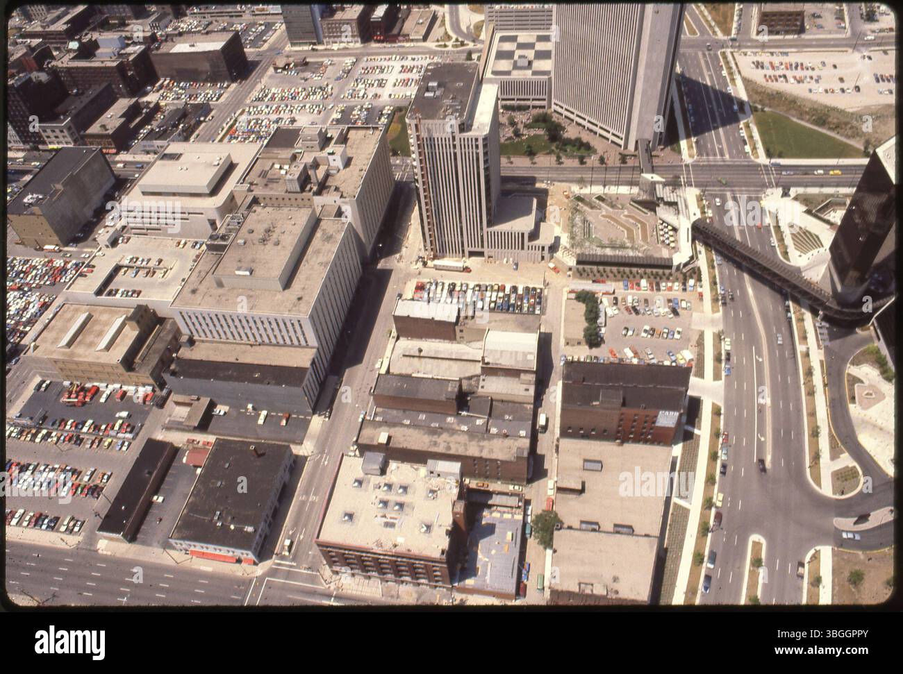 An aerial view of North Downtown Columbus from 1981, showing Nationwide ...