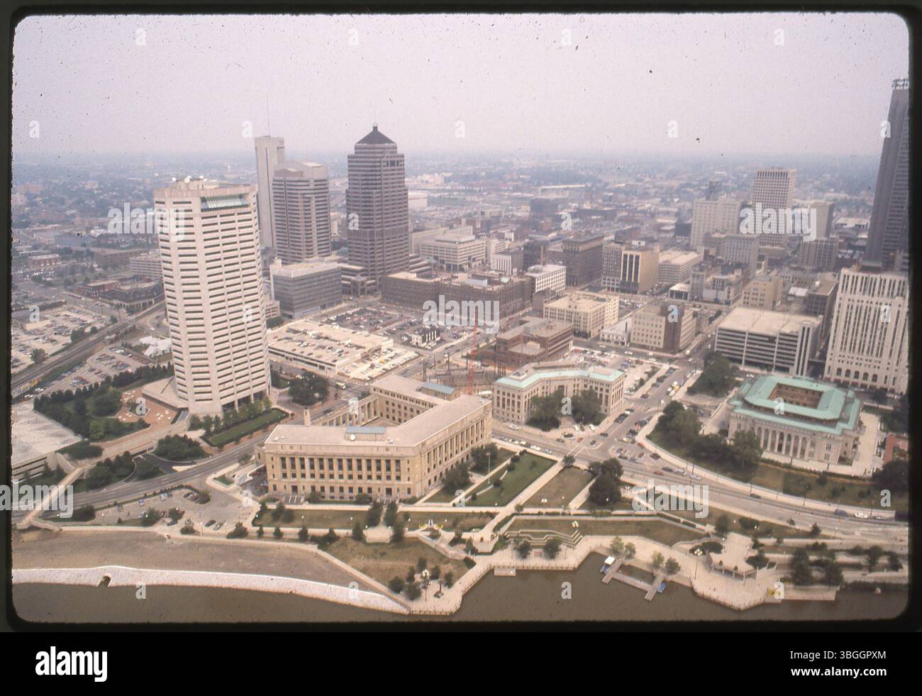 An aerial view of North Downtown Columbus, looking northeast over the ...
