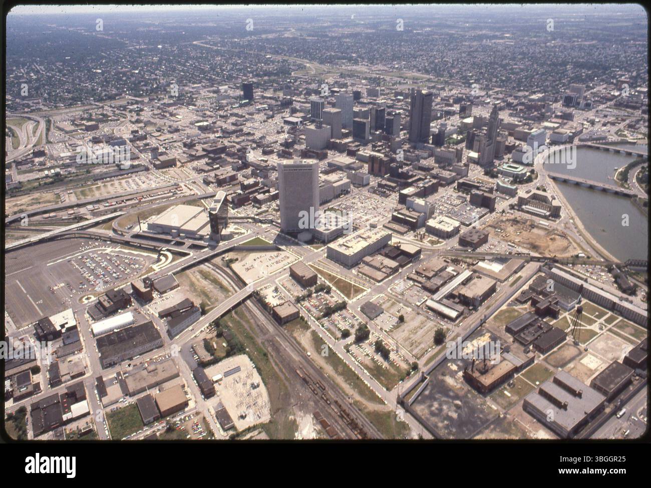 This 1981 aerial view shows the northern part of Downtown Columbus with ...