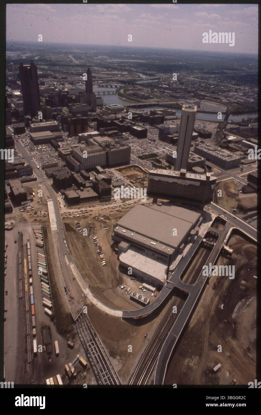 An aerial view from around 1980 showing Nationwide Building Number 1 ...