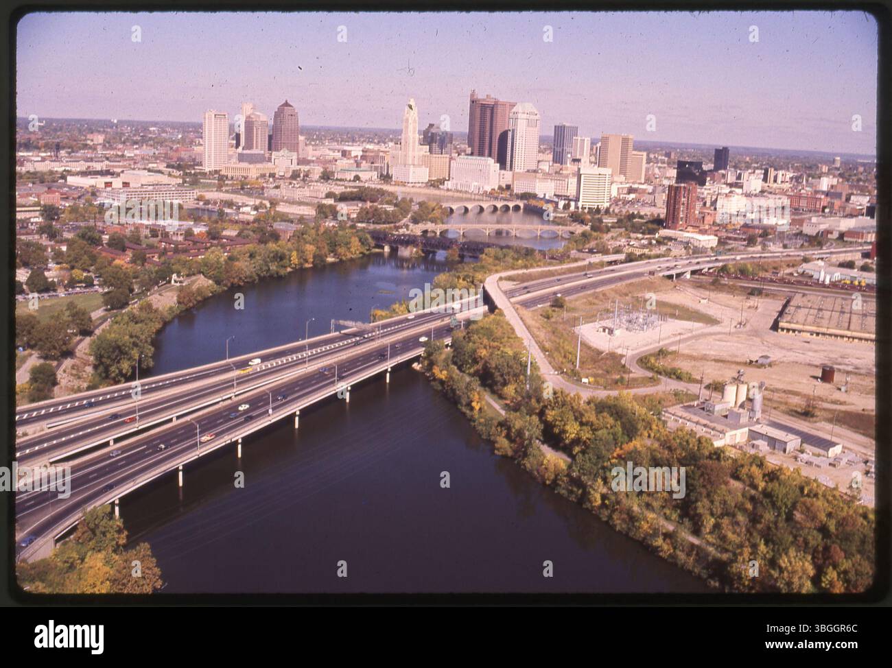 This 1993 aerial view of Downtown Columbus captures the skyline and the ...