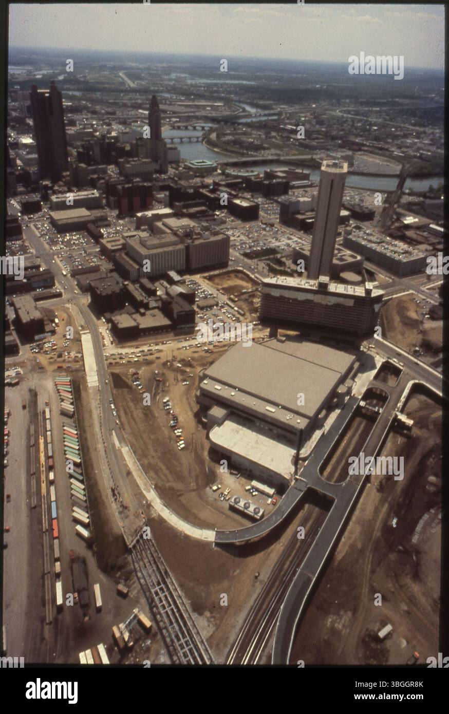 This aerial view from 1980 shows the northern portion of Downtown ...