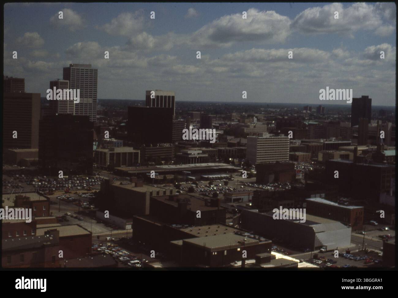 An aerial view from around 1984 showing a southern section of Downtown ...