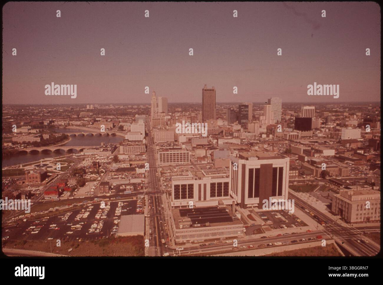 This 1976 aerial view of Downtown Columbus shows the northern part of ...